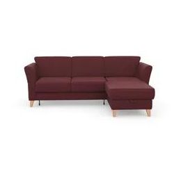 Sit & More Ecksofa SIT & MORE "Visby L-Form" Sofas Gr. B/H/T: 248cm x 87cm x 162cm, Soft clean, Recamiere links, mit Bettfunktion-mit Bettkasten, rot (bordeaux) Wahlweise mit Bettfunktion und Bettkasten, frei im Raum stellbar