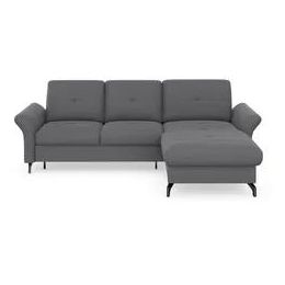 Ecksofa Places of Style "Calando L-Form" Sofas Gr. B/H/T: 258 cm x 91 cm x 165 cm, Struktur, mega-Recamiere rechts, mit Bettfunktion-mit Bettkasten-mit Armteilverstellung, grau wahlweise mit Bettfunktion, Bettkasten und Armteilfunktion