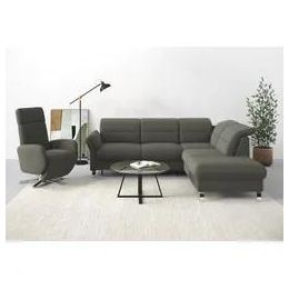 Sit & More Ecksofa SIT & MORE "Grenoble L-Form mit Federkern", grau (anthrazit), B:247cm H:85cm T:222cm, Sofas, wahlweise mit Bettfunktion, Bettkasten, Arm- und Kopfteilverstellung