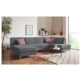 Sit & More Wohnlandschaft SIT&MORE "Clio U-Form" Sofas Gr. B/H/T: 319 cm x 89 cm x 190 cm, Luxus-Microfaser ALTARA NUBUCK, Ottomane rechts, mit Bettfunktion-mit Bettkasten, grau (steel) wahlweise mit Bettfunktion und Bettkasten, inklusive Federkern