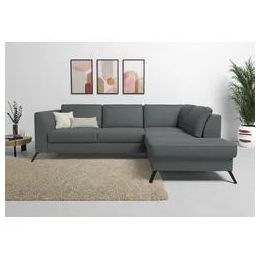 Sit & More Ecksofa SIT & MORE "Olsen L-Form" Sofas Gr. B/H/T: 248cm x 88cm x 201cm, Luxus-Microfaser ALTARA NUBUCK, Ottomane rechts, ohne Bettfunktion-ohne Stauraum-mit Sitztiefenverstellung, grau (dunkelgrau) inklusive Sitztiefenverstellung, wahlweise mit Bettfunktion, 15cm hoch