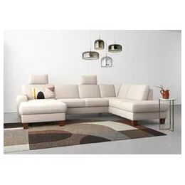 Wohnlandschaft Home Affaire "Vision U-Form" Sofas Gr. B/H/T: 315cm x 90cm x 215cm, Luxus-Microfaser Euphoria, Ottomane rechts, ohne Bettfunktion-ohne Stauraum, grau (elephant) wahlweise mit Bettfunktion und Stauraum, auch in Easy Care-Bezug