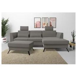 Sit & More Ecksofa SIT & MORE "Olsen L-Form" Sofas Gr. B/H/T: 261cm x 88cm x 172cm, Flachgewebe, Recamiere rechts, ohne Bettfunktion-ohne Bettkasten-mit Sitztiefenverstellung, grau (hellgrau) inklusive Sitztiefenverstellung, wahlweise mit Bettfunktion, 15cm hoch