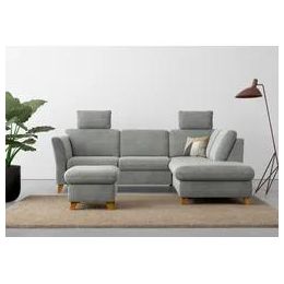 Ecksofa Home Affaire "Trelleborg L-Form" Sofas Gr. B/H/T: 252cm x 86cm x 213cm, Breitcord, Ottomane rechts, ohne Bettfunktion-ohne Stauraum, silberfarben (silber) wahlweise mit Bettfunktion und Bettkasten, inkl. Federkern-Polsterung