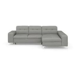 Sit & More Ecksofa SIT&MORE "Baviene L-Form" Sofas Gr. B/H/T: 286 cm x 92 cm x 176 cm, Luxus-Microfaser Paris, Recamiere rechts, ohne Bettfunktion-ohne Bettkasten, silberfarben (silber) inklusive Sitztiefenverstellung und Federkern, wahlweise Bettfunktion