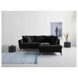 Ecksofa Inosign "Lörby L-Form" Sofas Gr. B/H/T: 224 cm x 90 cm x 191 cm, Struktur weich, Ottomane rechts, Struktur weich, schwarz auch mit Aqua clean-Bezug, feine Steppung im Sitzbereich, lose Kissen