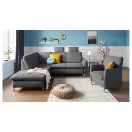 Sit & More Ecksofa SIT & MORE "Daytona L-Form" Sofas Gr. B/H/T: 236cm x 93cm x 214cm, Luxus-Microfaser weich, Ottomane links, mit Bettfunktion-mit Stauraum, grau mit Federkern, zwei Kopfstützen und wahlweise Bettfunktion