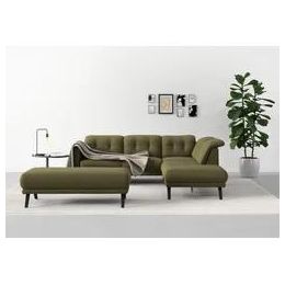 Sit & More Ecksofa SIT & MORE "Scandia L-Form" Sofas Gr. B/H/T: 271cm x 82cm x 214cm, Struktur weich, Ottomane rechts, Mit Kopfteilverstellung-Mit Armteilfunktion-Mit schwarzen matten Metallfüßen, grün (olive) Wahlweise mit Kopfteilverstellung und Armteilfunktion