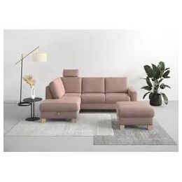 Ecksofa Home Affaire "Summer L-Form" Sofas Gr. B/H/T: 236 cm x 91 cm x 170 cm, Feincord, Ottomane links, mit Bettfunktion-mit Bettkasten-ohne Federkern, rosa (altrosa) mit Ottomane, wahlweise Bettfunktion und Bettkasten, Cord-Bezug