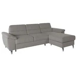 Sit & More Ecksofa SIT & MORE "Sorano L-Form" Sofas Gr. B/H/T: 250 cm x 88 cm x 161 cm, Struktur fein, Recamiere rechts, mit Bettfunktion-mit Bettkasten, grau (hellgrau) wahlweise mit Bettfunktion und Bettkasten