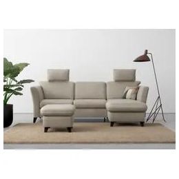 Ecksofa Home Affaire "Trelleborg L-Form" Sofas Gr. B/H/T: 249 cm x 86 cm x 162 cm, Feincord, Recamiere rechts, mit Bettfunktion-mit Bettkasten, grau (steel) wahlweise mit Bettfunktion und Bettkasten, inkl. Federkern-Polsterung