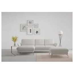 Sit & More Ecksofa SIT & MORE "Fashion L-Form", grau (hellgrau), B:253cm H:84cm T:165cm, Sofas, wahlweise mit Kopfteilverstellung, Vorziehsitz, motorisch, Nickelfüße