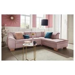 Sit & More Ecksofa SIT & MORE "Santo L-Form" Sofas Gr. B/H/T: 272cm x 82cm x 206cm, Struktur weich, langer Schenkel links, Mit Bettfunktion, rosa (rose) mit Federkern, wahlweise Bettfunktion und Stauraum