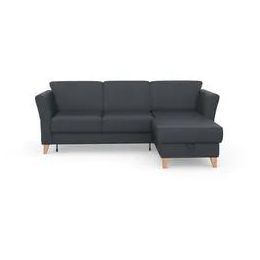 Sit & More Ecksofa SIT & MORE "Visby L-Form" Sofas Gr. B/H/T: 248cm x 87cm x 162cm, Soft clean, Recamiere rechts, mit Bettfunktion-mit Bettkasten, grau (dunkelgrau) Wahlweise mit Bettfunktion und Bettkasten, frei im Raum stellbar