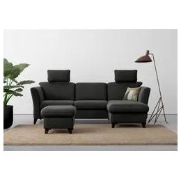 Ecksofa Home Affaire "Trelleborg L-Form" Sofas Gr. B/H/T: 249cm x 86cm x 162cm, Feincord, Recamiere rechts, ohne Bettfunktion-ohne Bettkasten, grau (anthrazit) wahlweise mit Bettfunktion und Bettkasten, inkl. Federkern-Polsterung