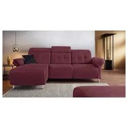 Ecksofa Places of Style "Manhattan L-Form" Sofas Gr. B/H/T: 270cm x 102cm x 168cm, Flachgewebe, Recamiere links, lila (chianti) 2 Sitze mit elektrischer Relaxfunktion, verstellbare Armlehnen