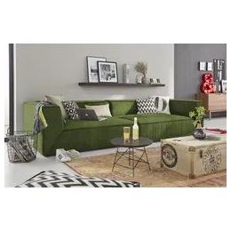 Big-Sofa Tom Tailor HOME "BIG CUBE" Sofas Gr. B/H/T: 300cm x 66cm x 122cm, Samtstoff TSV, ohne Sitztiefenverstellung, grün (olive tsv 23) Tom Tailor Big-Sofa >>BIG CUBE<<, in 3 Breiten, Tiefe 122 cm