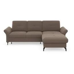 Ecksofa Places of Style "Calando L-Form" Sofas Gr. B/H/T: 258cm x 91cm x 165cm, Struktur weich, mega-Recamiere rechts, mit Bettfunktion-mit Bettkasten-mit Armteilverstellung, grau (taupe) wahlweise mit Bettfunktion, Bettkasten und Armteilfunktion