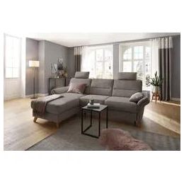 Ecksofa Home Affaire "Westerland L-Form" Sofas Gr. B/H/T: 252cm x 90cm x 162cm, Chenille-Optik, Recamiere links, mit Bettfunktion, Bettkasten und Armlehnfunktion, braun (latte) Federkern-Polsterung, wahlweise mit Bettfunktion, Bettkasten