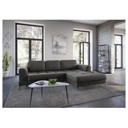 Sit & More Ecksofa SIT&MORE "Bendigo L-Form" Sofas Gr. B/H/T: 284 cm x 84 cm x 175 cm, NaturLEDER, mega-Recamiere rechts, mit satiniertem Nickelfuß, braun (mokka) inklusive Sitztiefenverstellung, Bodenfreiheit 12 cm, in 2 Fußfarben