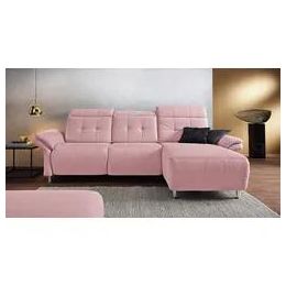 Ecksofa Places of Style "Manhattan L-Form" Sofas Gr. B/H/T: 270cm x 102cm x 168cm, Struktur, Recamiere rechts, rosa (altrosa) 2 Sitze mit elektrischer Relaxfunktion, verstellbare Armlehnen