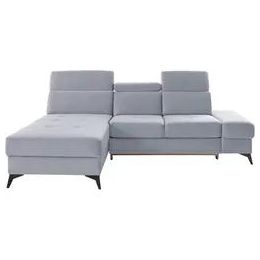 Ecksofa Inosign "Cardiz L-Form" Sofas Gr. B/H/T: 246 cm x 83 cm x 173 cm, Struktur fein, Recamiere links, mit manuellem Vorziehsitz-mit Bettkasten, grau inkl.Kopfteilverstellung und Federkern wahlweise mit Bettfunktion