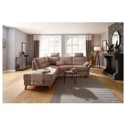 Ecksofa Home Affaire "Westerland L-Form" Sofas Gr. B/H/T: 238cm x 90cm x 213cm, Olympia EASY CLEAN, Ottomane links, mit Bettfunktion, Stauraum und Armlehnfunktion, grau (taupe) Federkern-Polsterung, wahlweise mit Bettfunktion, Bettkasten