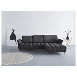 Ecksofa Inosign "Fresh L-Form" Sofas Gr. B/H/T: 281 cm x 79 cm x 185 cm, Olympia EASY CLEAN, mega-Recamiere rechts, mit Armteilverstellung-mit Kopfteilverstellung, grau (dunkelgrau) Federkern, wahlweise Kopfteilverstellung und motorischer Vorziehsitz