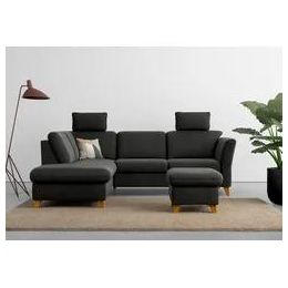 Ecksofa Home Affaire "Trelleborg L-Form" Sofas Gr. B/H/T: 252 cm x 86 cm x 213 cm, Feincord, Ottomane links, ohne Bettfunktion-ohne Stauraum, grau (anthrazit) wahlweise mit Bettfunktion und Bettkasten, inkl. Federkern-Polsterung