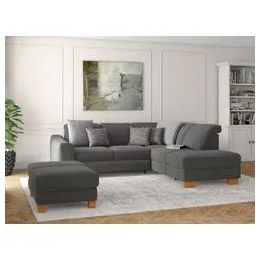 Sit & More Ecksofa SIT & MORE "Dundee L-Form" Sofas Gr. B/H/T: 263cm x 86cm x 219cm, Luxus-Microfaser Paris, Ottomane rechts, mit Kopfteilverstellung-mit Bettfunktion-mit Stauraum, grau mit Federkern und Massivholzfüßen, wahlweise Kopfteilverstellung