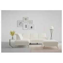 Sit & More Ecksofa SIT & MORE "Fashion L-Form" Sofas Gr. B/H/T: 250cm x 84cm x 207cm, Soft clean, Ottomane links, mit Kopfteilverstellung-mit Vorziehsitz, motorisch, beige (creme) wahlweise mit Kopfteilverstellung, Vorziehsitz, motorisch, Nickelfüße