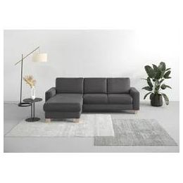 Ecksofa Home Affaire "Summer L-Form" Sofas Gr. B/H/T: 249 cm x 91 cm x 164 cm, Breitcord, Recamiere links, ohne Bettfunktion-ohne Bettkasten-ohne Federkern, grau mit Recamiere, oder ohne Bettfunktion und Bettkasten, Cord-Bezug