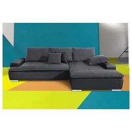 Ecksofa Inosign "Haiti II, L-Form" Sofas Gr. B/H/T: 276cm x 87cm x 180cm, Luxus-Kunstleder-Struktur, Recamiere rechts, ohne Bettfunktion, schwarz (schwarz, pepper) Wahlweise mit Kaltschaum, Bett, Bettkasten