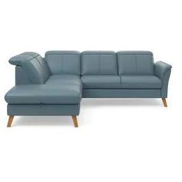 Sit & More Ecksofa SIT & MORE "Romero L-Form" Sofas Gr. B/H/T: 250cm x 91cm x 220cm, Luxus-Microfaser Lederoptik, Ottomane links, ohne Federkern-mit Kopfteilverstellung-mit Bettfunktion-mit Stauraum-ohne TV-motorisch, bunt (greyblue) wahlweise mit oder ohne TV-Funktion, Bettfunktion, Bettkasten