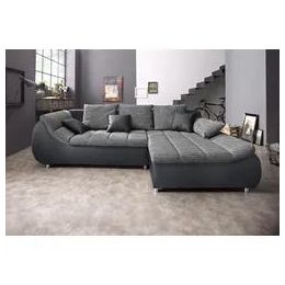 Ecksofa Inosign "Imola L-Form" Sofas Gr. B/H/T: 270cm x 90cm x 170cm, Kunstleder SOFTLUX-Struktur, Recamiere rechts, ohne Bettfunktion, schwarz (schwarz, weißgrau) wahlweise mit Bettfunktion