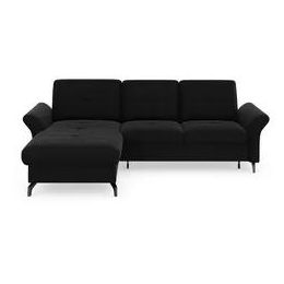 Ecksofa Places of Style "Calando L-Form" Sofas Gr. B/H/T: 258 cm x 91 cm x 165 cm, Struktur, mega-Recamiere links, mit Bettfunktion-mit Bettkasten-mit Armteilverstellung, grau (anthrazit) wahlweise mit Bettfunktion, Bettkasten und Armteilfunktion