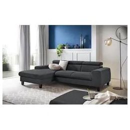 Ecksofa COTTA "Morven L-Form" Sofas Gr. B/H/T: 244cm x 72cm x 166cm, Samtvelours, Recamiere links, ohne Bettfunktion-ohne Bettkasten-ohne Ladestation-mit Kopfteilverstellung, grau (anthrazit) Ecksofa Polstermöbel Sofas Inklusive Kopfteilverstellung, wahlweise mit Ladestation, Bettfunktion