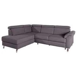 Sit & More Ecksofa SIT & MORE "Arngast L-Form" Sofas Gr. B/H/T: 245cm x 84cm x 194cm, Struktur, Ottomane links, mit Bettfunktion-ohne Bettkasten, grau (dunkelgrau) inklusive Kopfteilverstellung und Federkern