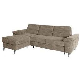 Sit & More Ecksofa SIT & MORE "Sorano L-Form" Sofas Gr. B/H/T: 250cm x 88cm x 161cm, Struktur grob, Recamiere links, ohne Funktion, braun (cappuccino) wahlweise mit Bettfunktion und Bettkasten