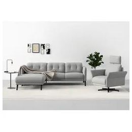 Sit & More Ecksofa SIT & MORE "Scandia L-Form" Sofas Gr. B/H/T: 269cm x 82cm x 183cm, Luxus-Microfaser Euphoria, Recamiere links, Mit Kopfteilverstellung-Mit Armteilfunktion-Mit schwarzen matten Metallfüßen, grau Wahlweise mit Kopfteilverstellung und Armteilfunktion