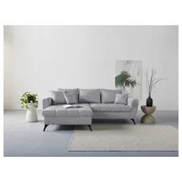 Ecksofa Inosign "Lörby L-Form" Sofas Gr. B/H/T: 246 cm x 90 cm x 170 cm, Luxus-Microfaser weich, Recamiere links, Luxus Microfaser weich, bunt (melange) auch mit Aqua clean-Bezug, feine Steppung im Sitzbereich, lose Kissen