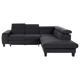 Ecksofa COTTA "Morven L-Form" Sofas Gr. B/H/T: 249cm x 75cm x 207cm, Microfaser PRIMABELLE, Ottomane rechts, mit Bettfunktion-mit Bettkasten-ohne Ladestation-mit Kopfteilverstellung, grau (lava) Kopfteilverstellung, wahlweise mit Bettfunktion und Bettkasten