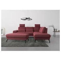 Sit & More Ecksofa SIT & MORE "Cinturo L-Form" Sofas Gr. B/H/T: 260cm x 91cm x 226cm, Soft clean, Ottomane rechts, inklusive Sitztiefenverstellung-inklusive Federkern, rot (bordeaux) inklusive Sitztiefenverstellung und Federkern, Sitzhöhe 48 cm