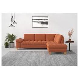 Sit & More Ecksofa SIT & MORE "Westham L-Form" Sofas Gr. B/H/T: 261cm x 88cm x 179cm, Struktur weich, Ottomane rechts, mit Federkern-ohne Bettfunktion-ohne Armteilverstellung-ohne Sitztiefenverstellung-ohne Stauraum, orange (terra) mit Ottomane, oder ohne Bettfunktion, Bettkasten, Verstellung