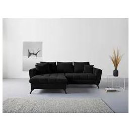 Ecksofa Inosign "Lörby L-Form" Sofas Gr. B/H/T: 246cm x 90cm x 170cm, Struktur weich, Recamiere links, Struktur weich, schwarz Belastbarkeit bis 140kg pro Sitzplatz, auch mit Aqua clean-Bezug