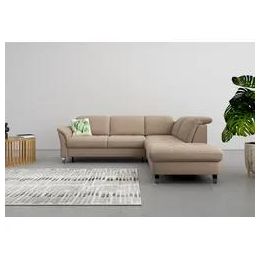 Sit & More Ecksofa SIT & MORE "Maggiore L-Form" Sofas Gr. B/T: 261cm x 224cm, Soft clean, Ottomane rechts, mit Kopfteilverstellung-mit Bettfunktion-mit Stauraum-Fussfarbe: Nickel satiniert, grau (taupe) wahlweise mit Kopfteilverstellung, Bettfunktion und Stauraum