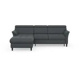 Sit & More Ecksofa SIT & MORE "Marano L-Form", grau (dunkelgrau), B:257cm T:166cm, 100% Polyester, Sofas, inklusive Kopfteilverstellung, wahlweise mit Bettfunktion, Bettkasten