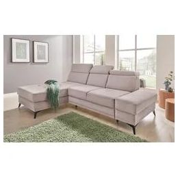 Ecksofa Inosign "Cardiz L-Form" Sofas Gr. B/H/T: 246 cm x 83 cm x 173 cm, Samtoptik, Recamiere links, ohne Bettfunktion-ohne Bettkasten, beige (sand) inkl.Kopfteilverstellung und Federkern wahlweise mit Bettfunktion