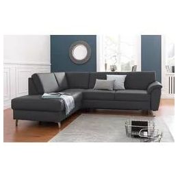 Sit & More Ecksofa SIT & MORE "Texel L-Form" Sofas Gr. B/H/T: 250cm x 87cm x 201cm, Kunstleder SOFTLUX, Ottomane links, mit Bettfunktion, schwarz mit Federkern, wahlweise Bettfunktion und Bettkasten