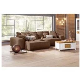 Ecksofa Home Affaire "Sundance II, L-Form" Sofas Gr. B/H/T: 318 cm x 87 cm x 188 cm, Microfaser PRIMABELLE, Recamiere beidseitig montierbar, ohne Bettfunktion-ohne Bettkasten-ohne Topper, braun (mocca) mit DuraSpring-Taschenfederkern bis 140 kg belastbar